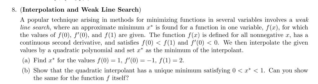 Solved (Interpolation and Weak Line Search)A popular | Chegg.com