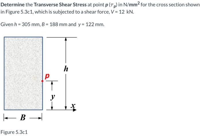 Solved Determine the Transverse Shear Stress at point p(τp) | Chegg.com