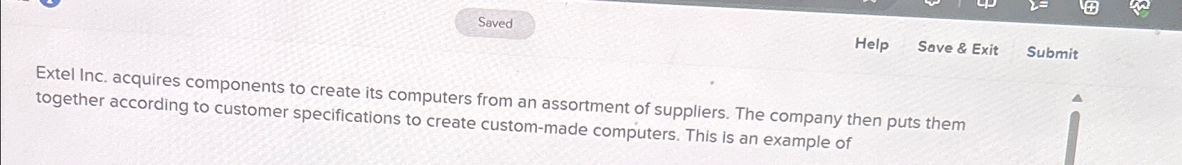 Solved Help Sove & Exit SubmitExtel Inc. acquires components | Chegg.com