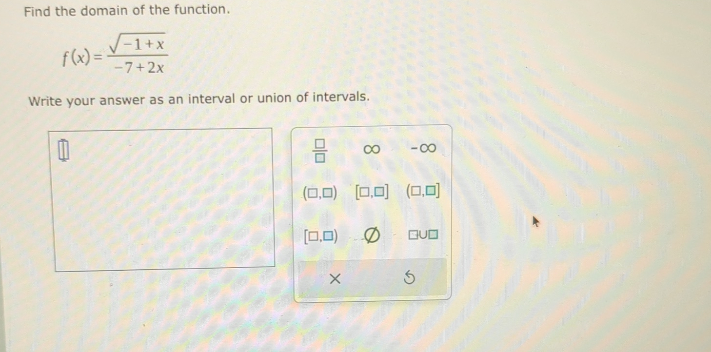 Solved Find the domain of the function.f(x)=-1+x2-7+2xWrite | Chegg.com