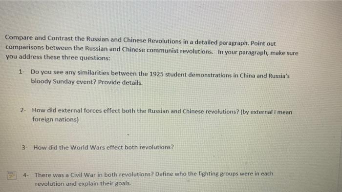 Compare and Contrast the Russian and Chinese | Chegg.com