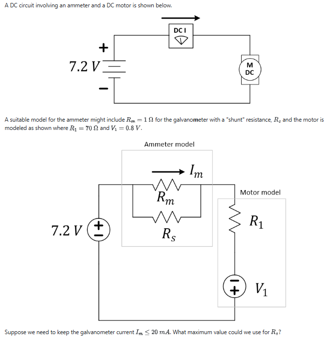 Solved A DC circuit involving an ammeter and a DC motor is | Chegg.com