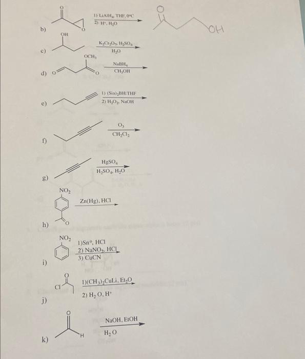 Solved a)d) f) g) h) i) 1) NO2Sn∘,HCl 3) NaNO 2 j) k)1) m) | Chegg.com