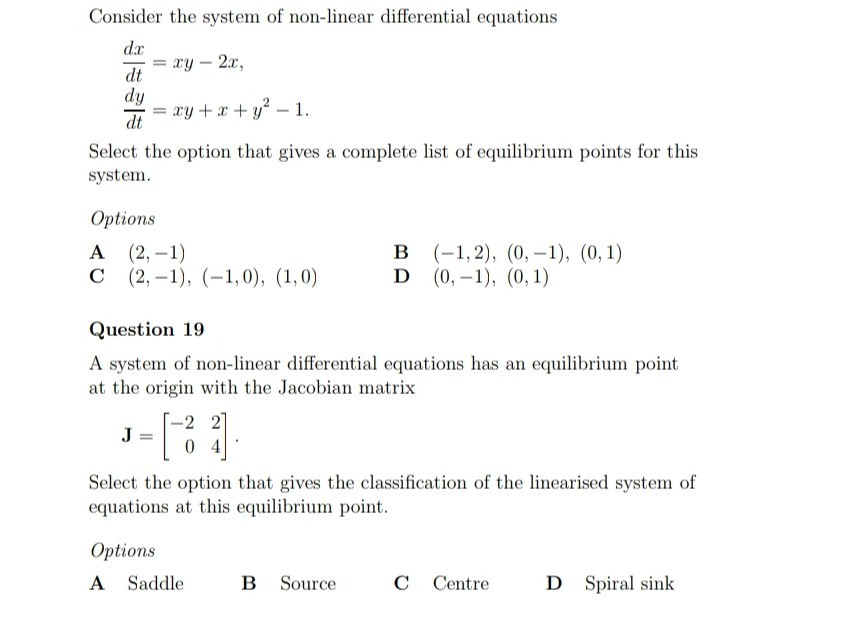 Solved Consider the system of non-linear differential | Chegg.com
