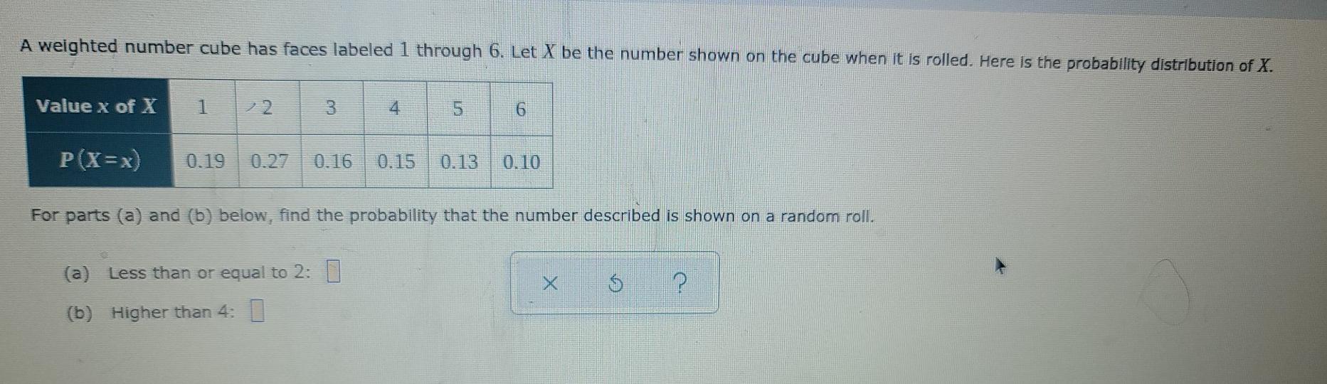 Solved A weighted number cube has faces labeled 1 through 6. | Chegg.com