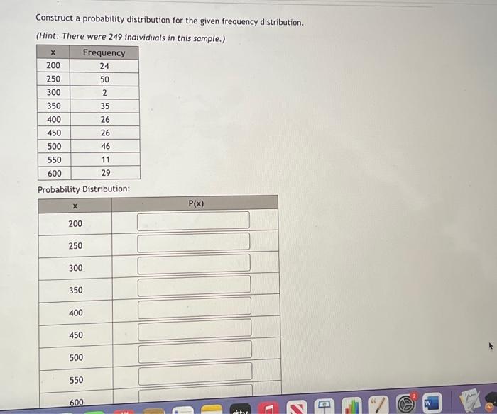 Solved Construct a probability distribution for the given | Chegg.com