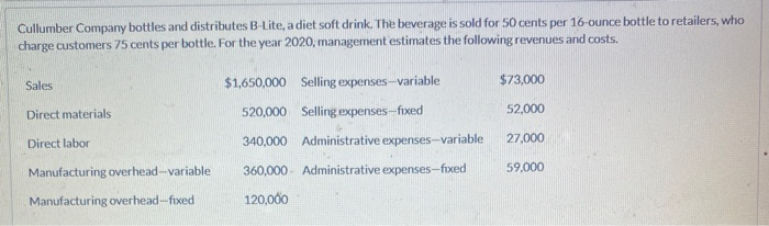 Solved Calculate variable cost per bottle. (Round variable | Chegg.com Solved Calculate variable cost per bottle. (Round variable | Chegg.com