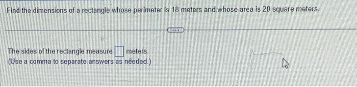 Solved Find the dimensions of a rectangle whose perimeter is | Chegg.com