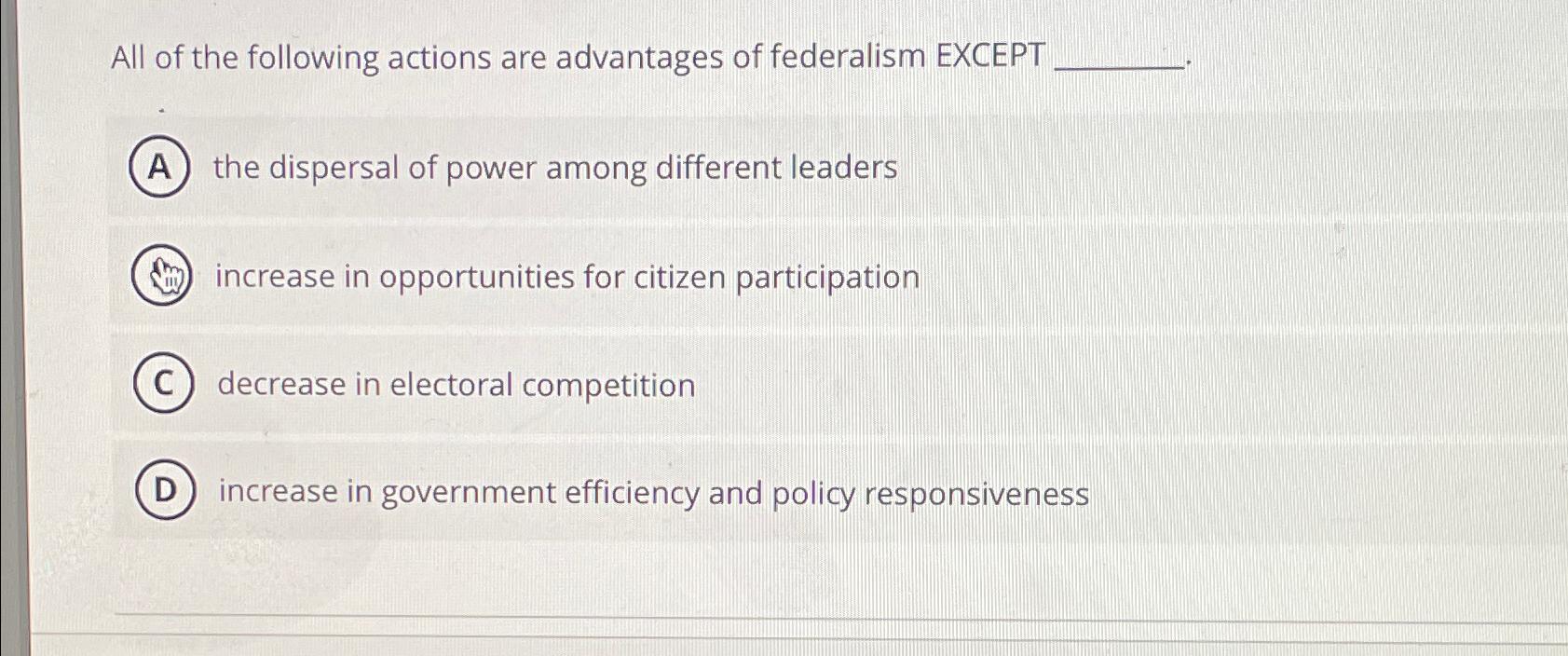 Solved All of the following actions are advantages of | Chegg.com