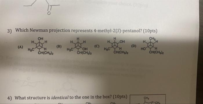 Solved 3) Which Newman projection represents | Chegg.com