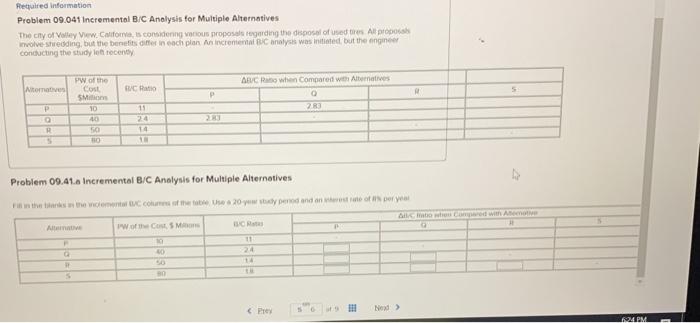 Solved Required information Problem 09.041 Incremental B/C | Chegg.com