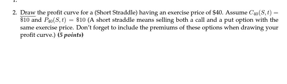Solved Draw the profit curve for a (Short Straddle) ﻿having | Chegg.com