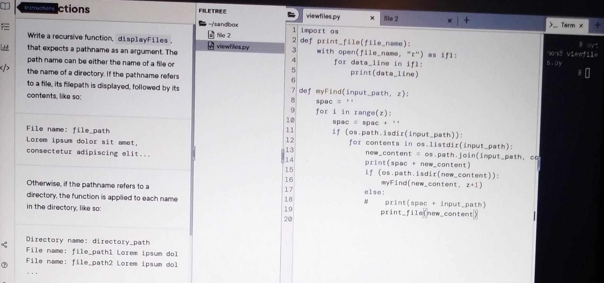 Solved Instructions ctions Directory name: directory_path | Chegg.com