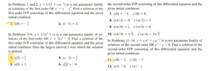 Solved In Problems 1 and 2, y=1/(1+c1e−x) is a one-parameter | Chegg.com