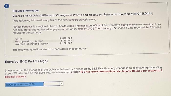 Solved Required information Exercise 11-12 (Algo) Effects of | Chegg.com
