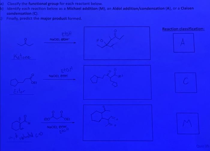 Solved Classify the functional group for each reactant | Chegg.com