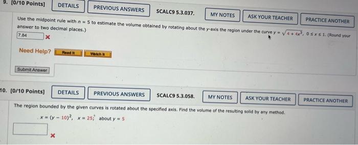 Solved 9. [0/10 Points) DETAILS PREVIOUS ANSWERS SCALC9 | Chegg.com