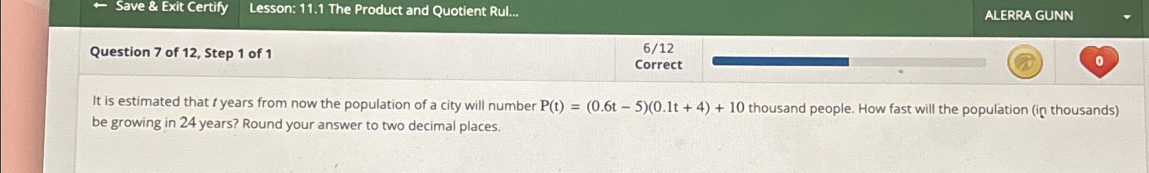 Solved Save & Exit CertifyLesson: 11.1 ﻿The Product and | Chegg.com