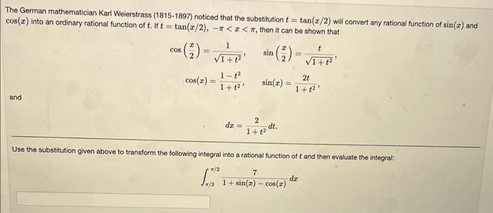 Solved The German Mathematician Karl Weierstrass 1815 1897 