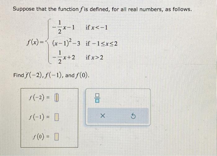 Solved Suppose that the function f is defined, for all real | Chegg.com