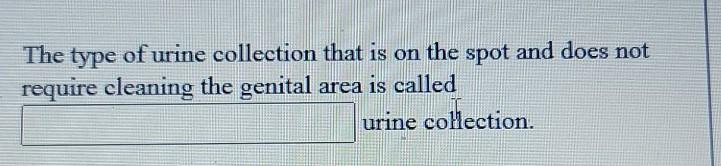 Solved The type of urine collection that is on the spot and | Chegg.com