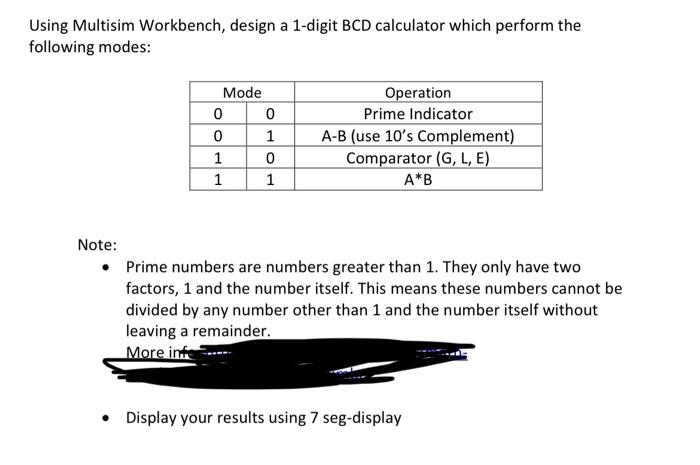 Using Multisim Workbench, design a 1-digit BCD | Chegg.com