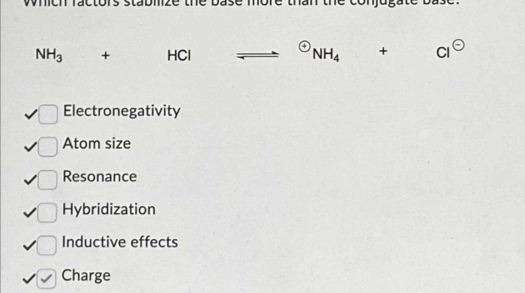 Solved NH3+HCl⇌o+NH4+Cl⊖ElectronegativityAtom | Chegg.com