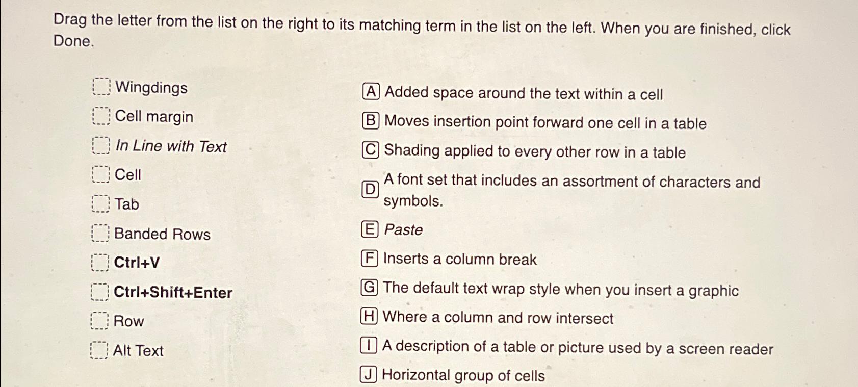 Solved Drag the letter from the list on the right to its | Chegg.com