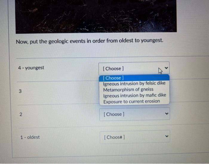 Solved Gheiss Felsic dike Gneiss Mafic dike Now, put the | Chegg.com