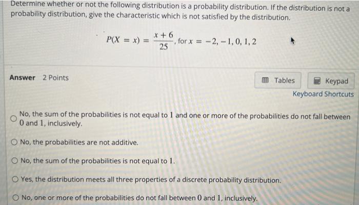 Solved Determine whether or not the following distribution | Chegg.com