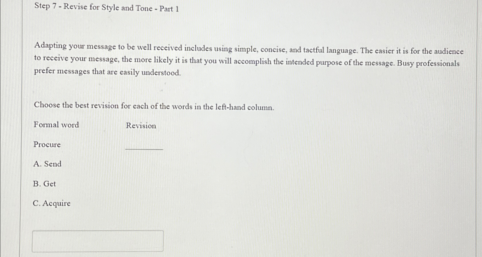 Solved Step 7 - ﻿Revise for Style and Tone - ﻿Part 1Adapting | Chegg.com