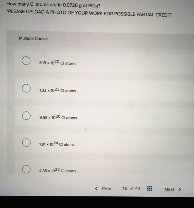 Solved How many Cl atoms are in 0.0728 g of PC13? *PLEASE | Chegg.com