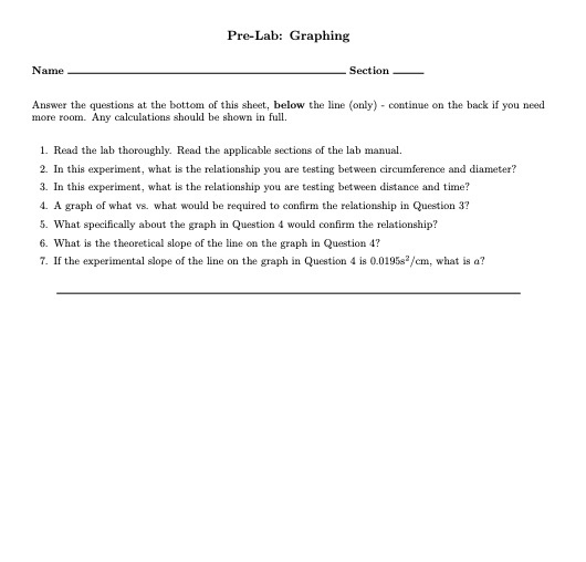 Solved Pre-Lab: Graphing Name - Section Answer the questions | Chegg.com