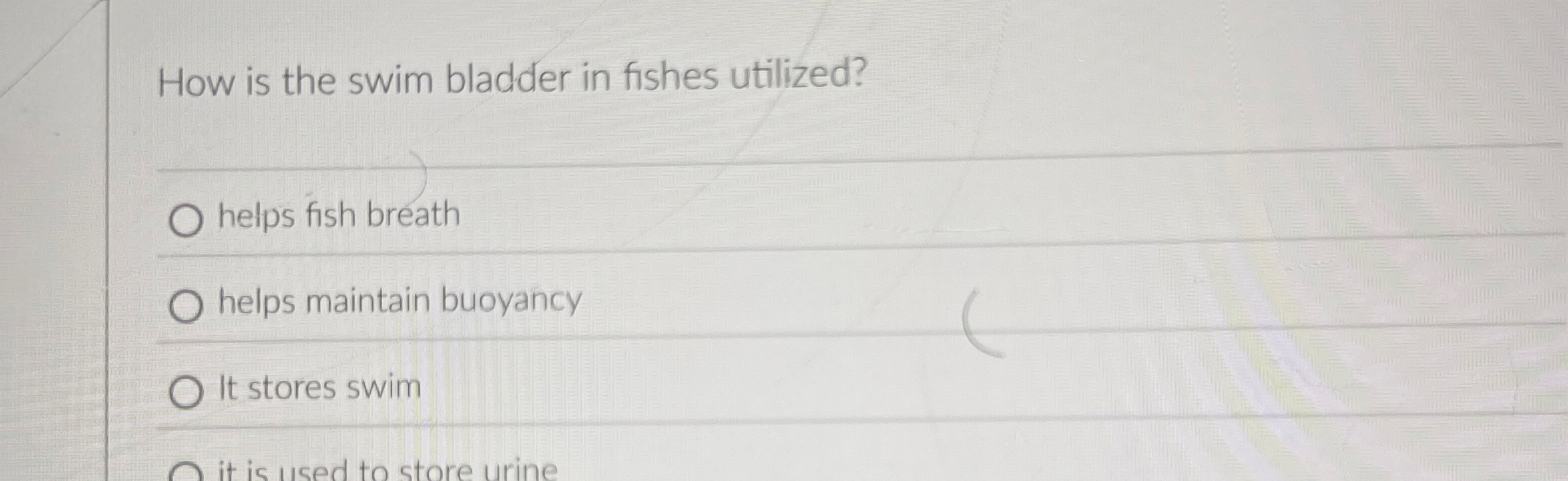 Solved How is the swim bladder in fishes utilized?helps fish | Chegg.com