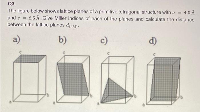 Solved Q3. The figure below shows lattice planes of a | Chegg.com