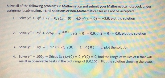 Solve all of the following problems in Mathematica | Chegg.com