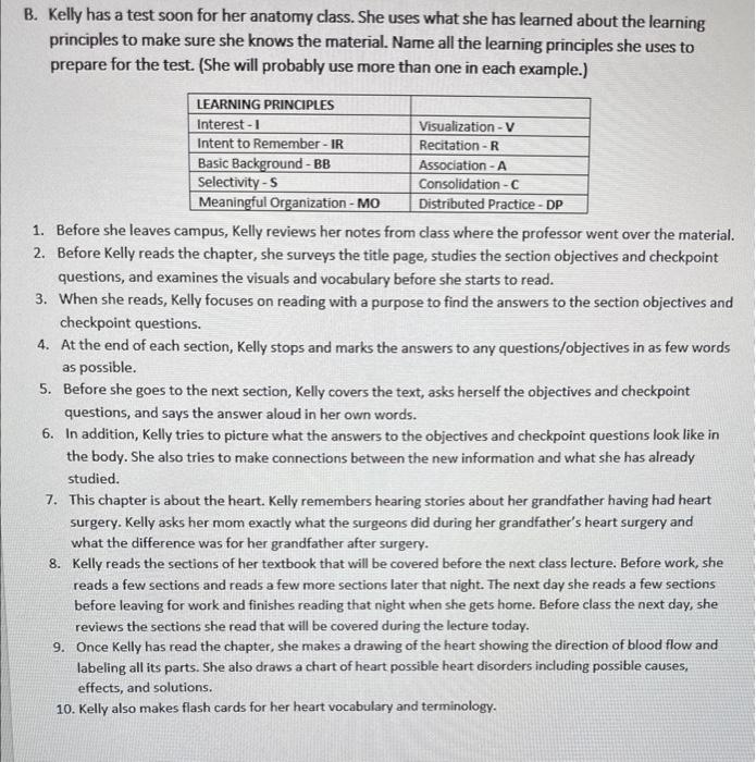 Solved study skills class. nust note each learning prinicple | Chegg.com