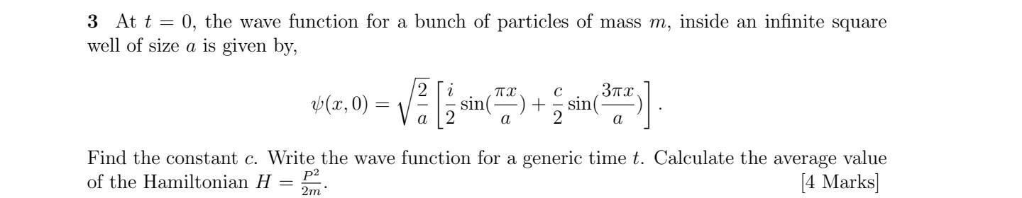 Solved 3 At t=0, the wave function for a bunch of particles | Chegg.com