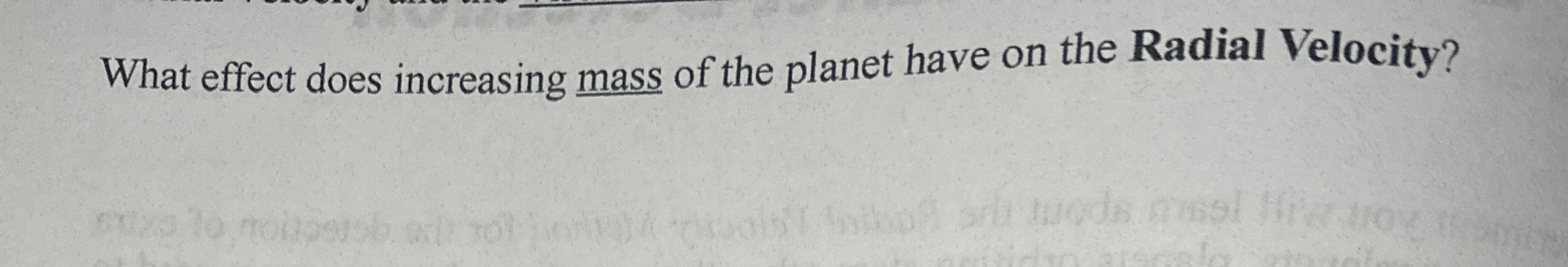 Solved What effect does increasing mass of the planet have | Chegg.com
