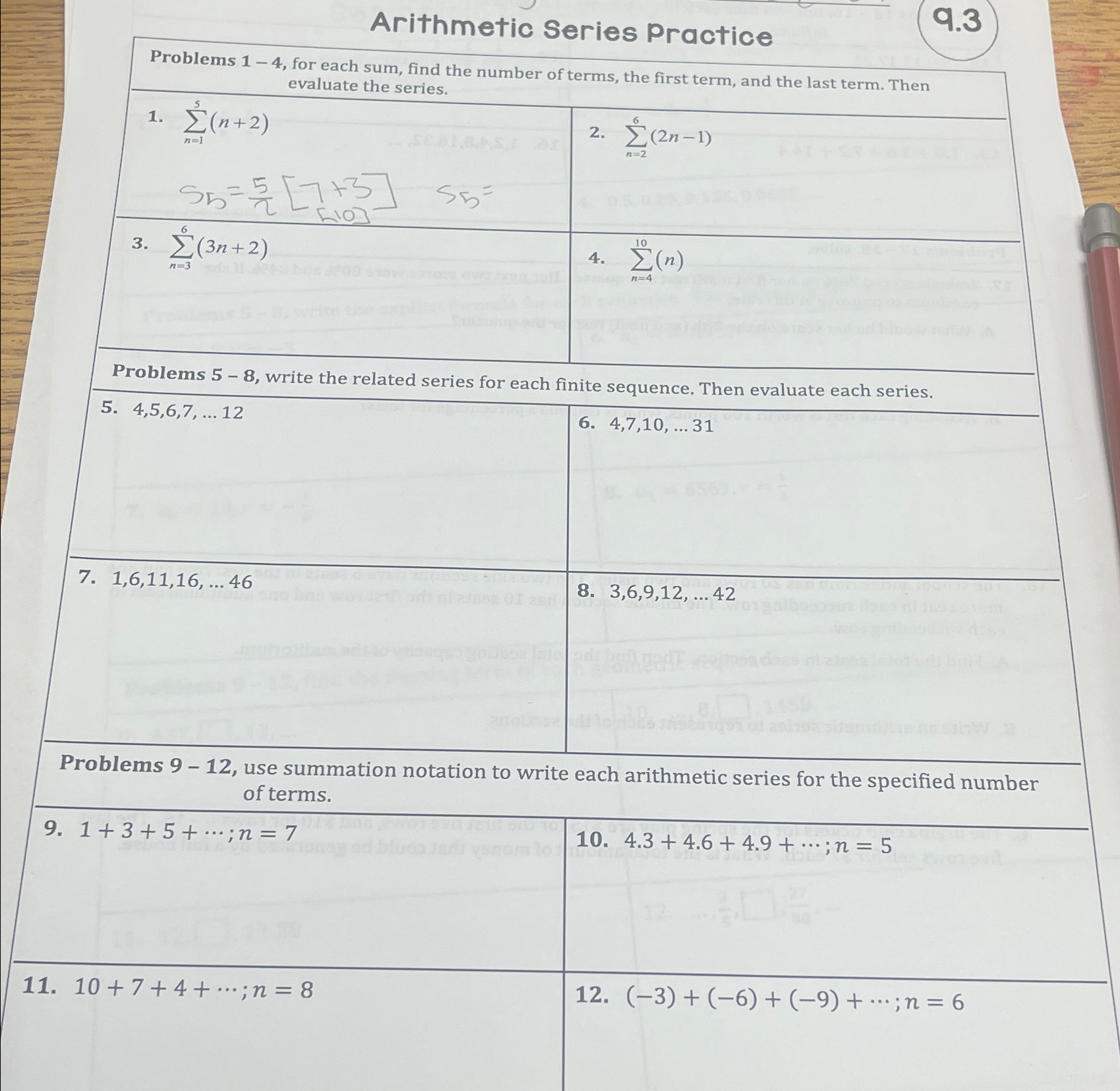 Solved Arithmetic Series PracticeProblems 1-4, ﻿for each | Chegg.com