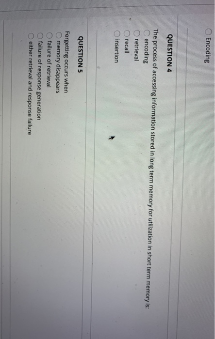 Solved Encoding QUESTION 4 The process of accessing | Chegg.com