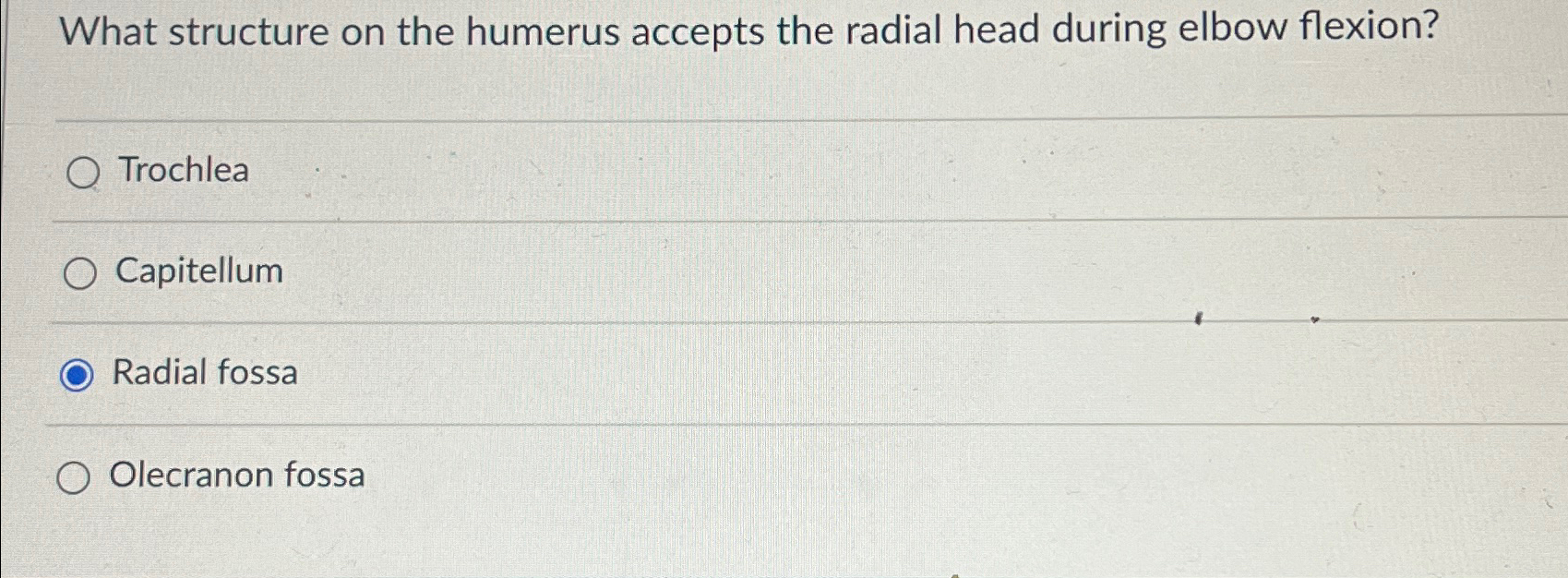 Solved What structure on the humerus accepts the radial head | Chegg.com