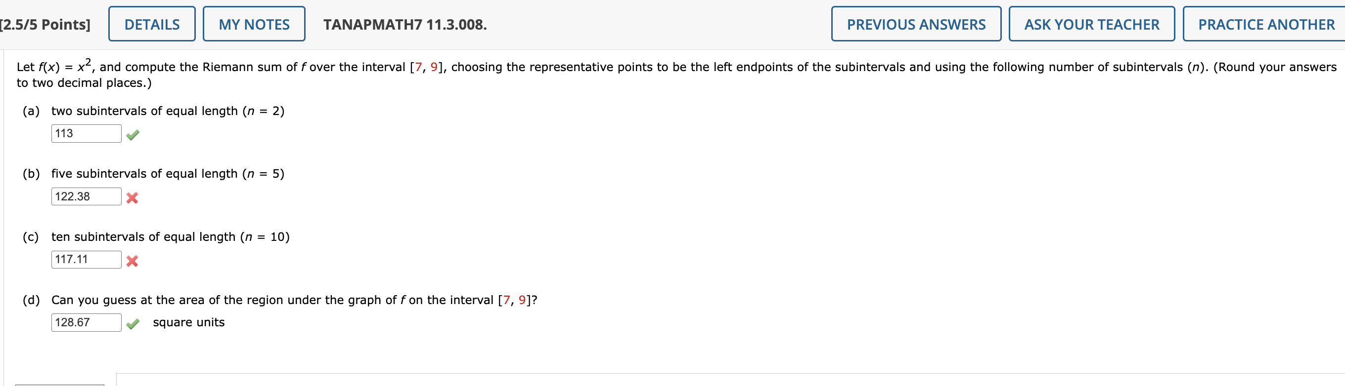 Solved (a) ﻿two subintervals of equal length (n=2)(b) ﻿five | Chegg.com