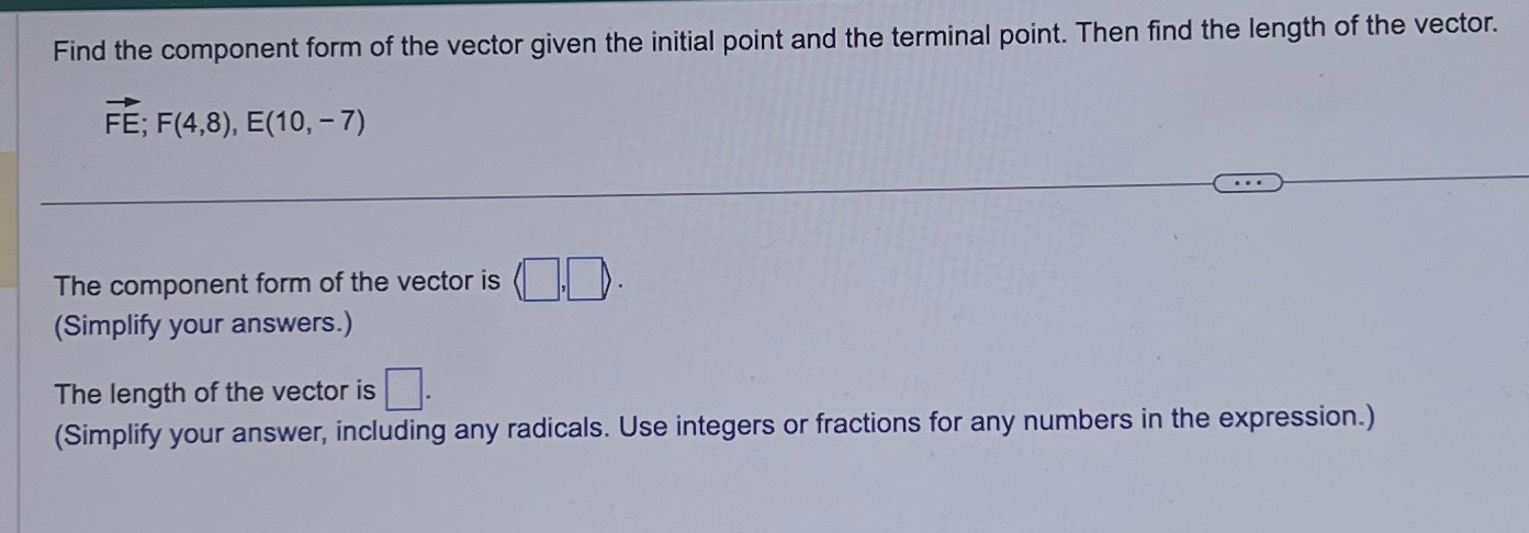 Solved Find the component form of the vector given the | Chegg.com