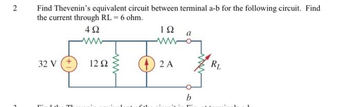 Solved 2 Find Thevenin's equivalent circuit between terminal | Chegg.com