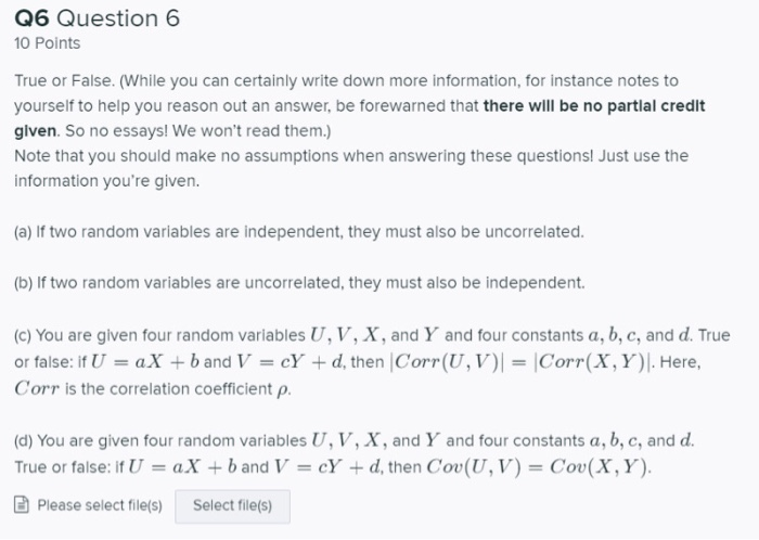 Solved Q6 Question 6 10 Points True or False. (While you can | Chegg.com Solved Q6 Question 6 10 Points True or False. (While you can | Chegg.com