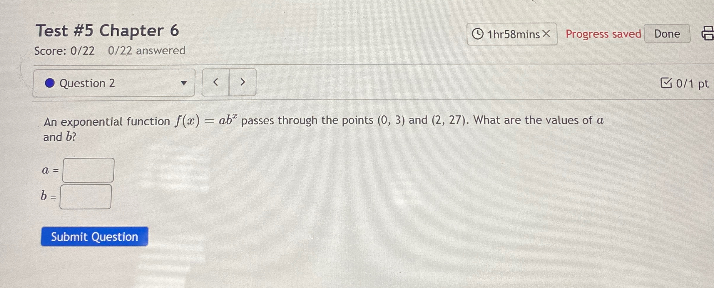 Solved Test #5 ﻿Chapter 6Progress savedScore: 0/22 0/22 | Chegg.com