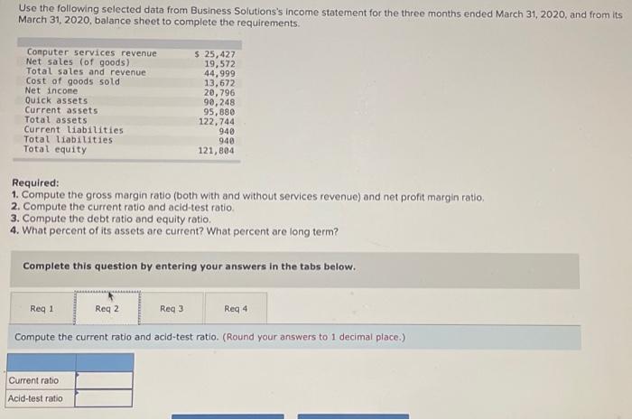 Solved Use the following selected data from Business | Chegg.com