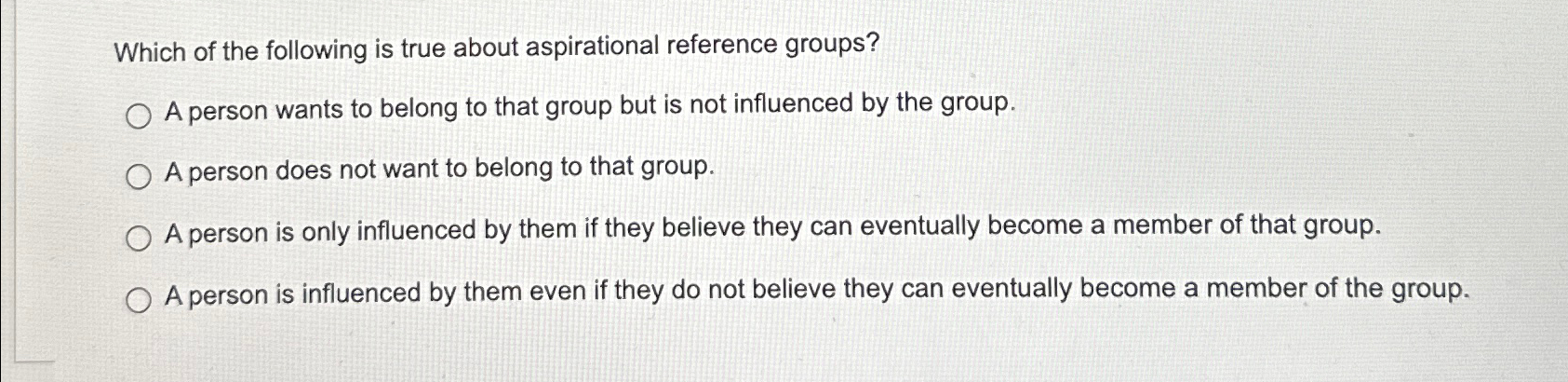 Solved Which of the following is true about aspirational | Chegg.com