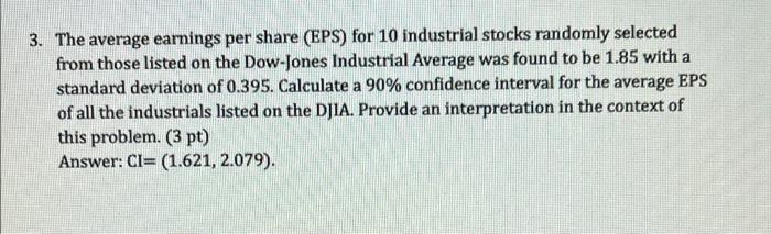 Solved 3. The average earnings per share (EPS) for 10 | Chegg.com
